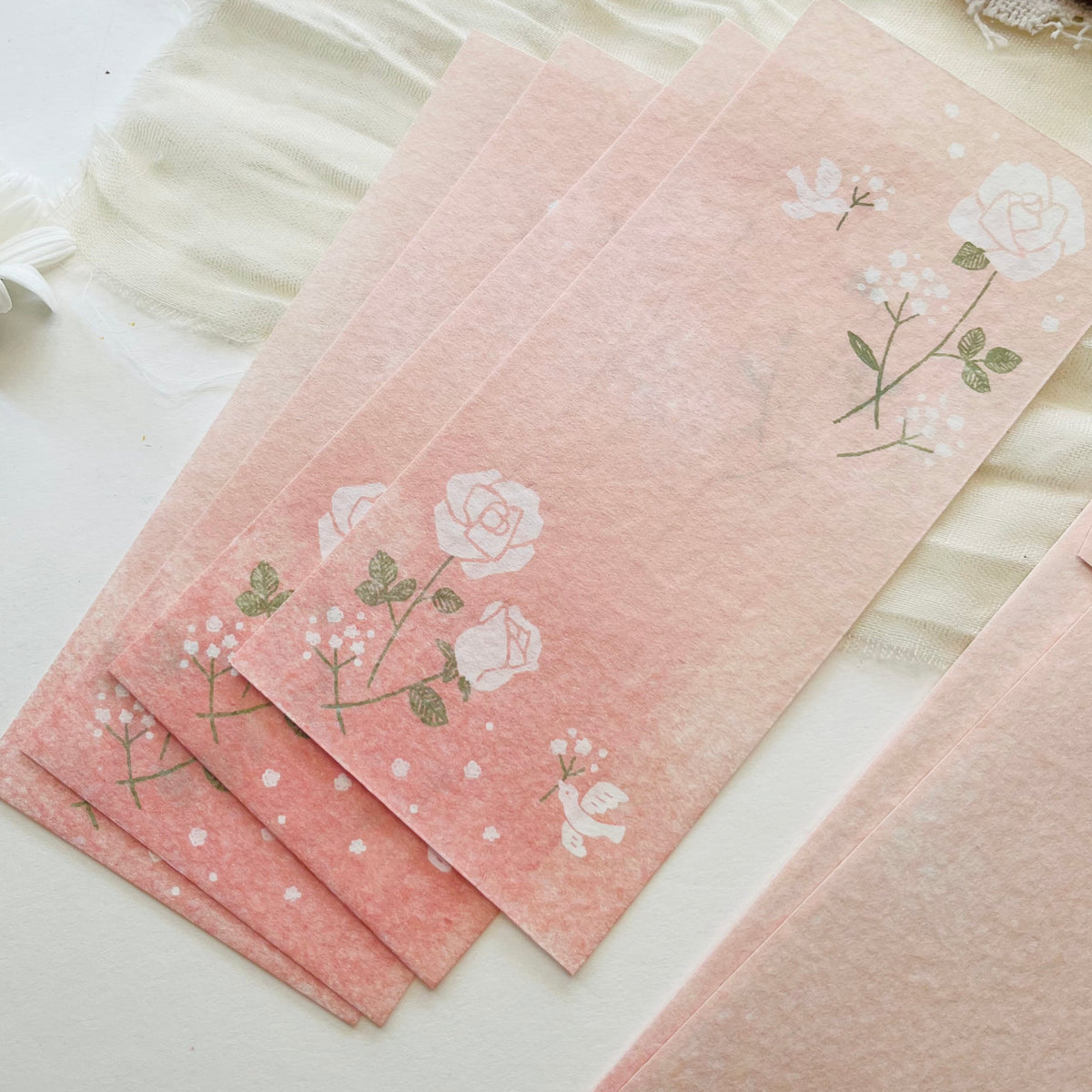 Today's Tegami Japanese Mino Paper Letterset - Little Bird and Rose ...