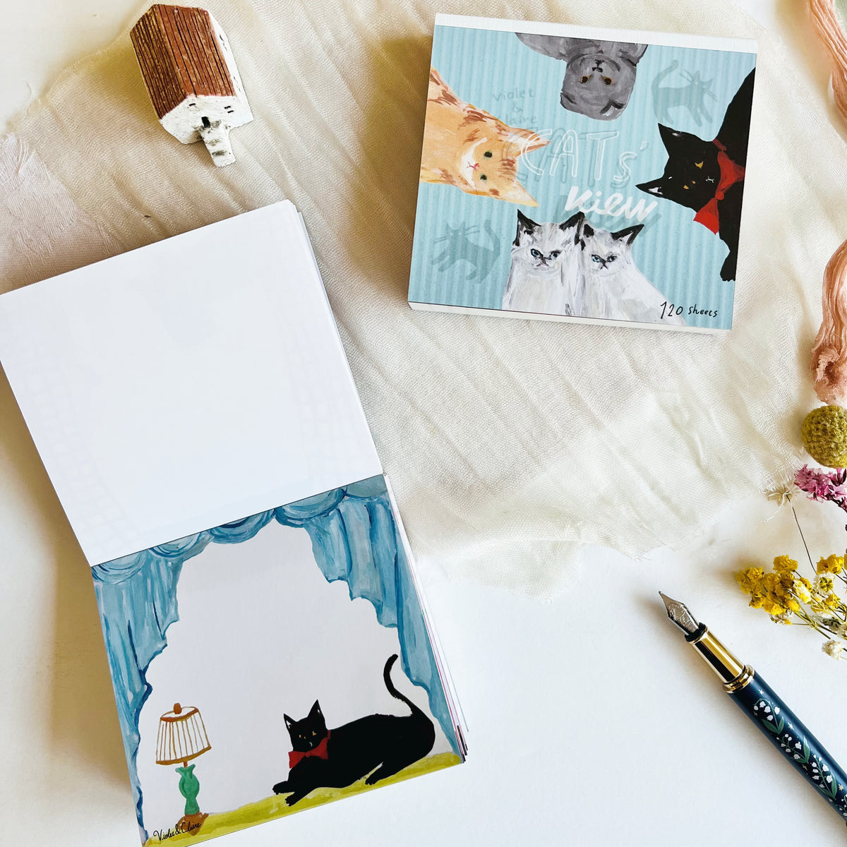 Violet & Claire Desk Notepad - Cat's View – niconeco zakkaya