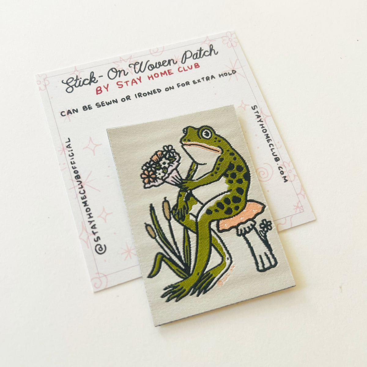 Stay Home Club Stick-On Woven Patch - Froggy Bouquet – niconeco zakkaya