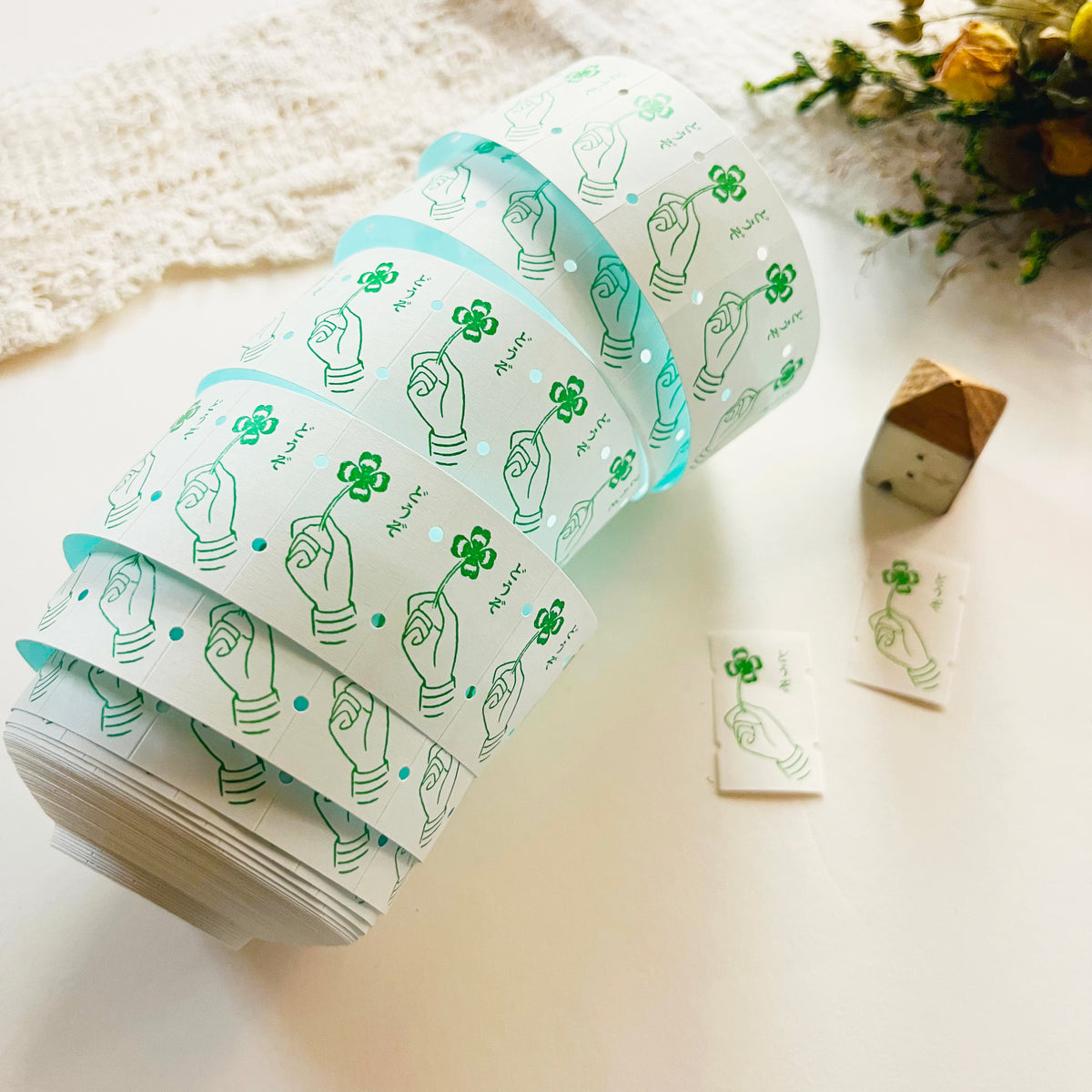 Rakui Hana Sticker Roll - Four Leaf Clover For You – niconeco zakkaya
