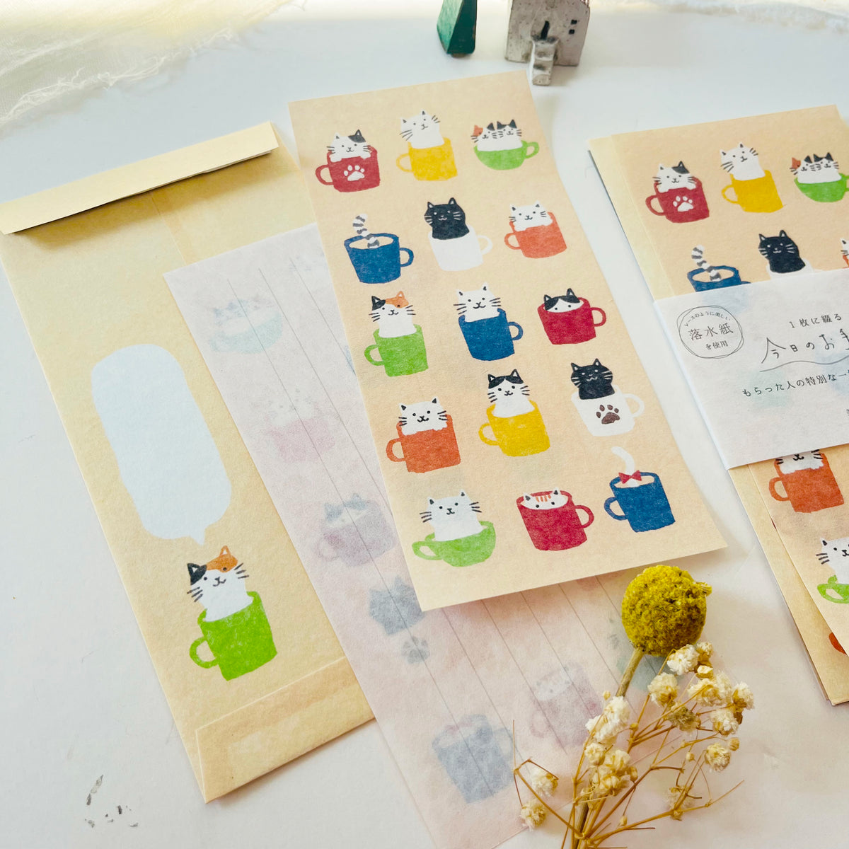 Today's Tegami Japanese Mino Paper Letterset - Neko Cups – niconeco zakkaya