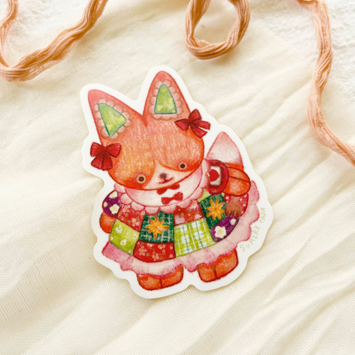 Sumire Tada Vinyl Sticker - Patchwork Fox – niconeco zakkaya