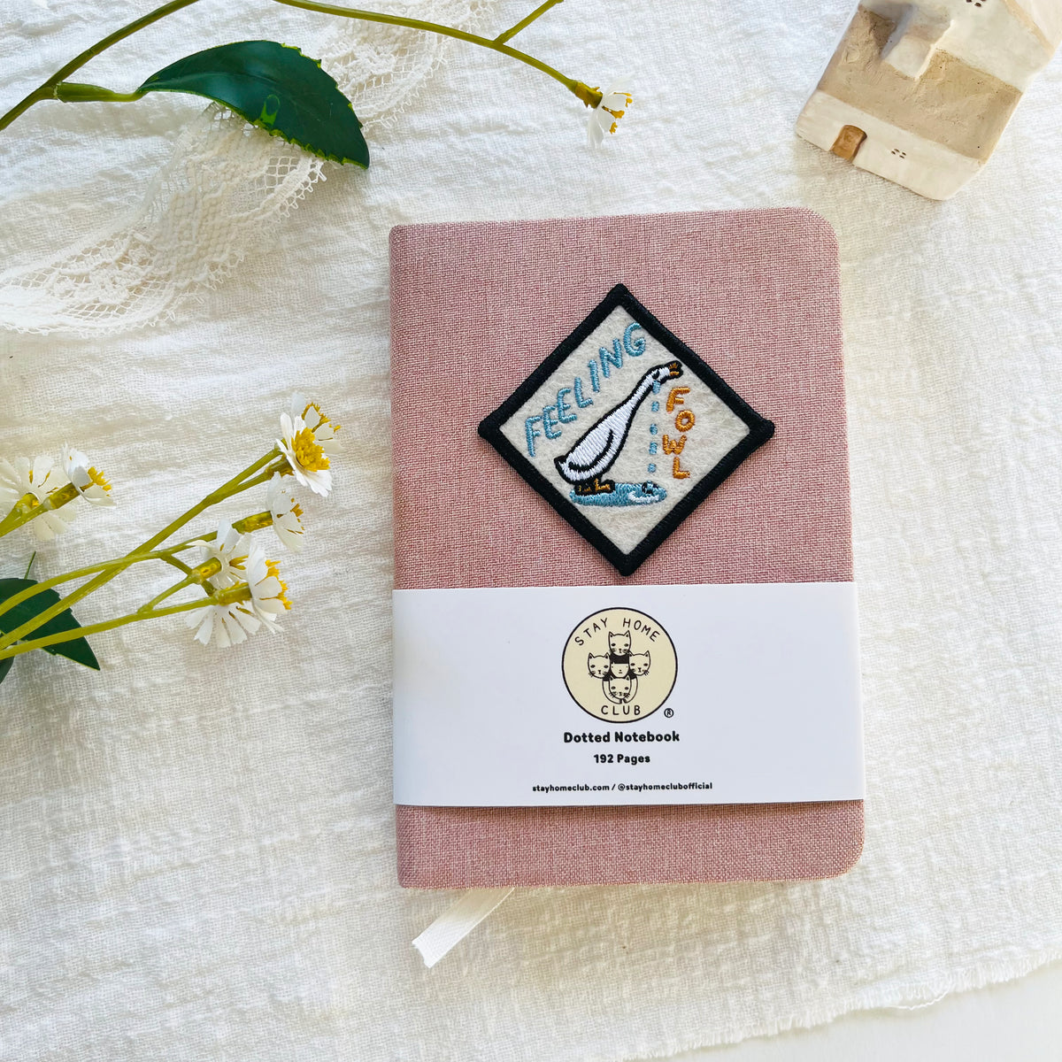 Stay Home Club Patched Linen Notebook - Feeling Fowl – niconeco zakkaya