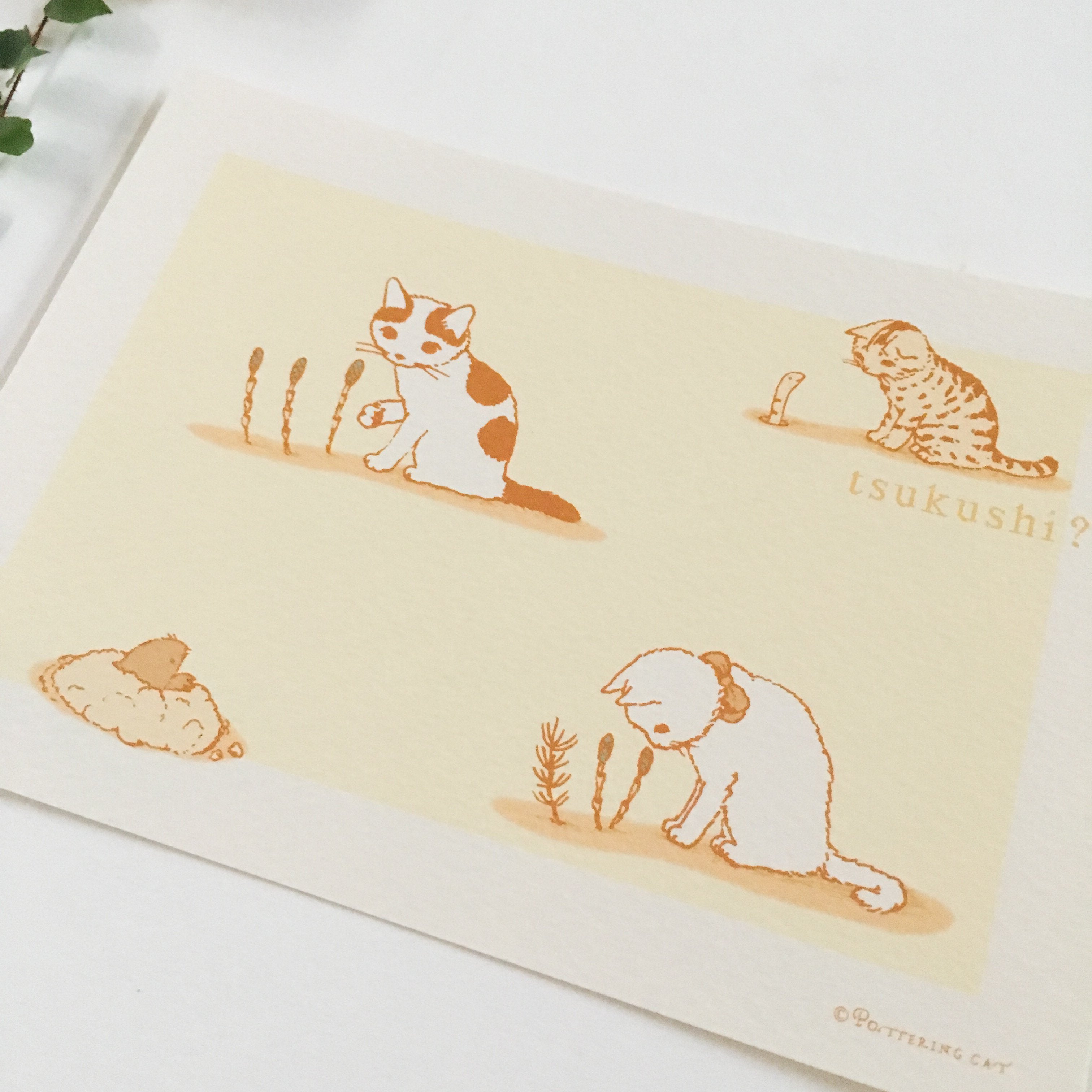 Neko Seasonal Postcard - March (Tsukushi) – niconeco zakkaya